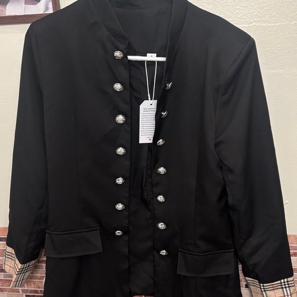 Jackets & Coats | Black Buttoned Jacket With Silver Accents | Poshmark